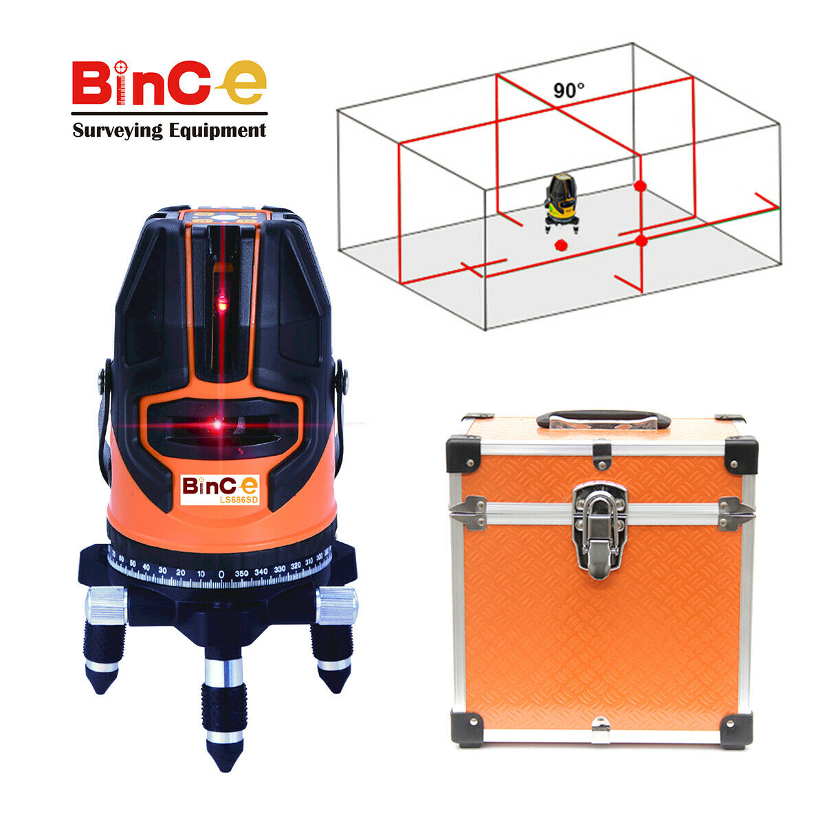 Multi Cross Line Laser Level Rotary Self Leveling Dot 4V1H Tilt Mode L ...