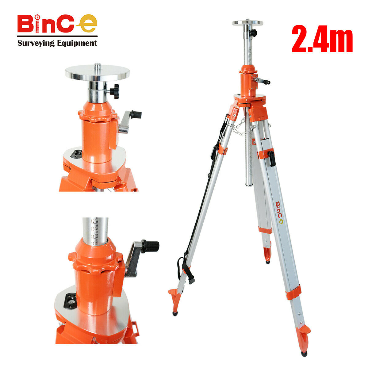 2.4M Heavy Duty Elevating Tripod, Elevator Tripod Survey Laser Level S ...