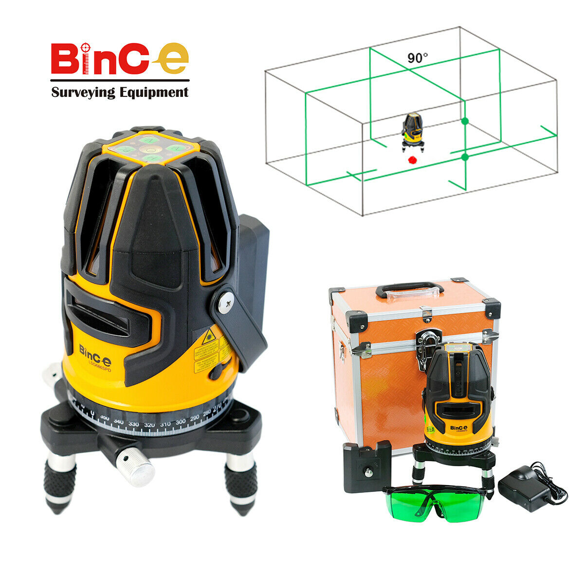 Green Beam Multi Line Laser Level Rotary Cross Line Self Leveling & Li ...